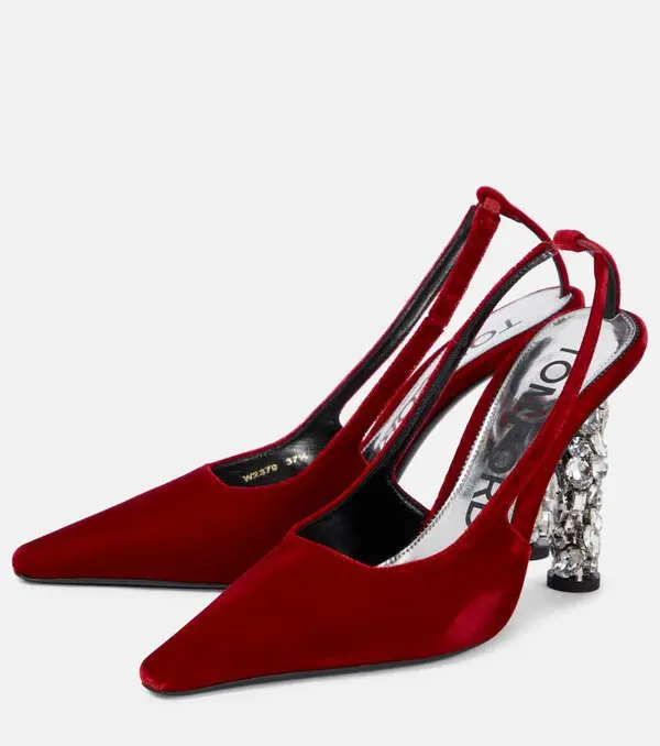 TOM FORD Embellished Velvet Slingback Pumps