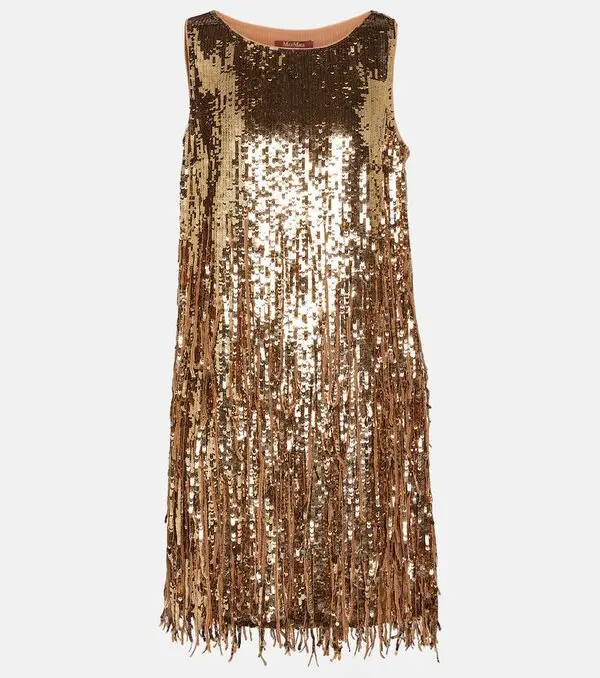 green emerald velvet dress Axel Sequin Mini Dress Gold main image 0