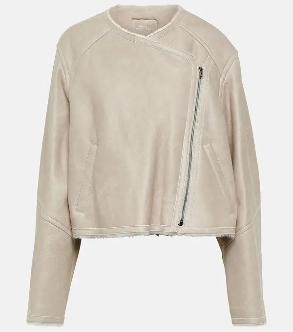 Isabel Marant Ostya Shearling-lined Leather Biker Jacket