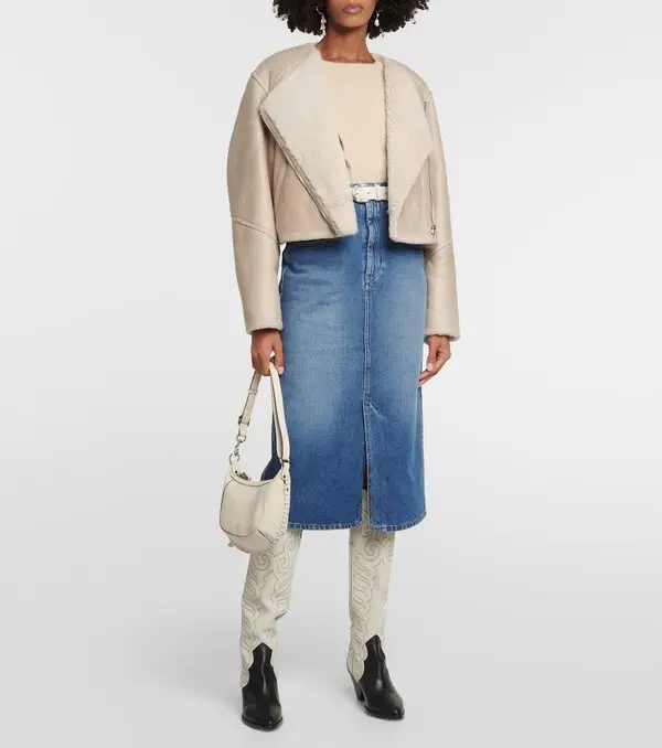 Isabel Marant Ostya Shearling-lined Leather Biker Jacket