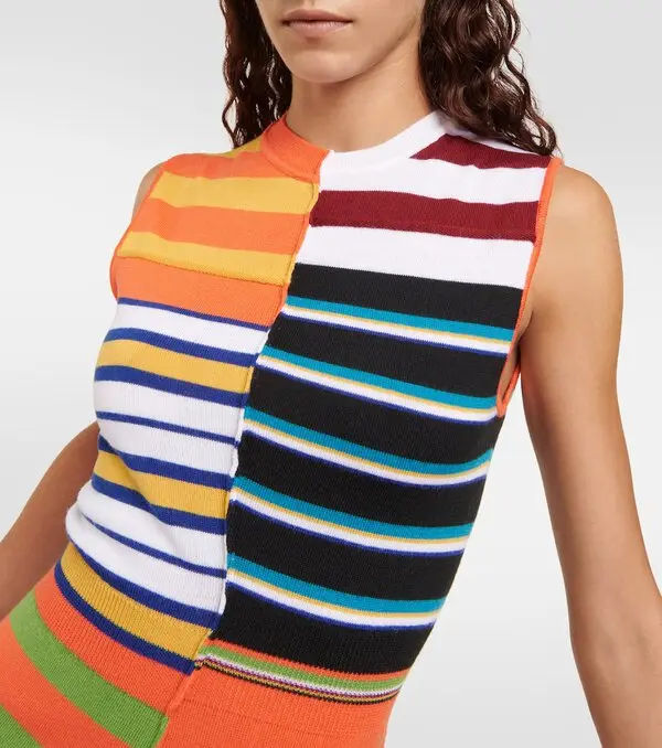 Marni Striped Wool Midi Dress