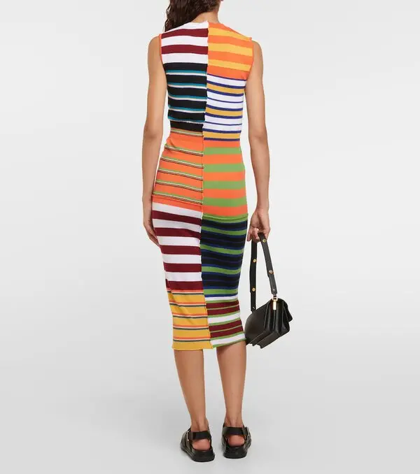 Marni Striped Wool Midi Dress