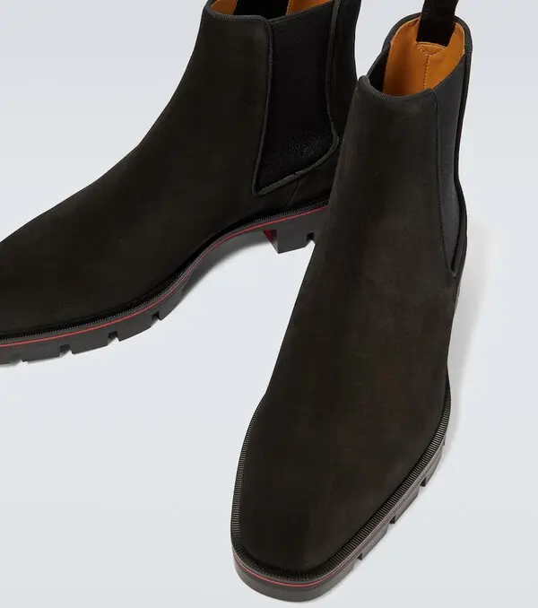 CHRISTIAN LOUBOUTIN Alpinosol Suede Chelsea Boots - Black