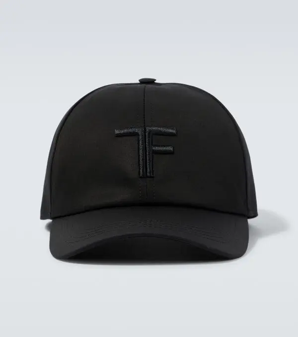 TOM FORD Embroidered Canvas And Leather Cap - Black