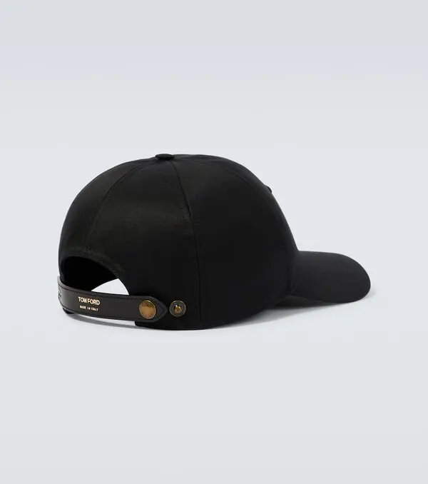 TOM FORD Embroidered Canvas And Leather Cap - Black