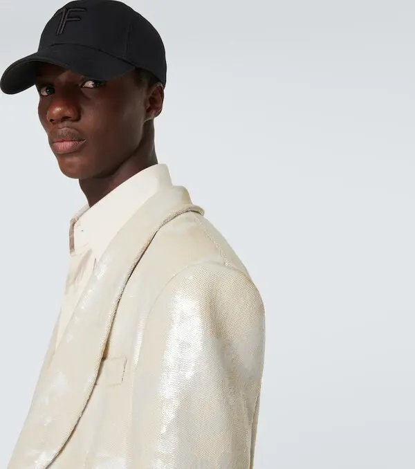TOM FORD Embroidered Canvas And Leather Cap