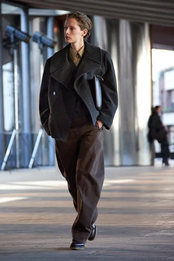 LEMAIRE Double-breasted Wool Peacoat