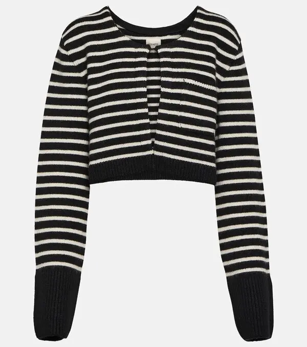 Khaite Calix Striped Cashmere-blend Cardigan