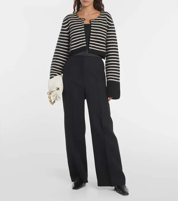 Khaite Calix Striped Cashmere-blend Cardigan