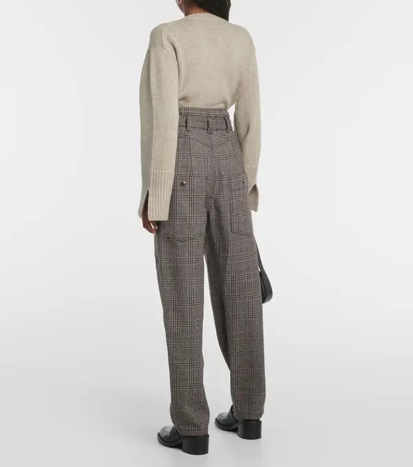 TOD'S Checked High-rise Trousers