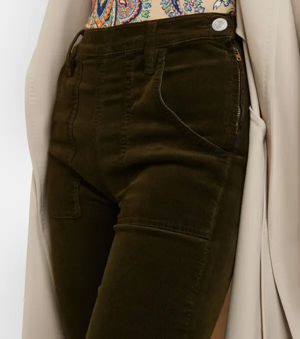 FRAME Le Slim Palazzo Corduroy Pants - Green