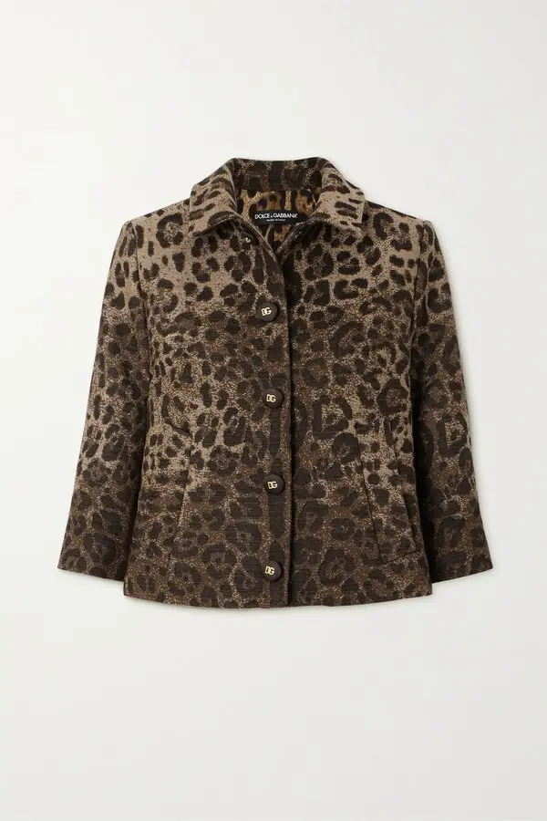 Dolce & Gabbana Wool-blend Leopard-jacquard Jacket
