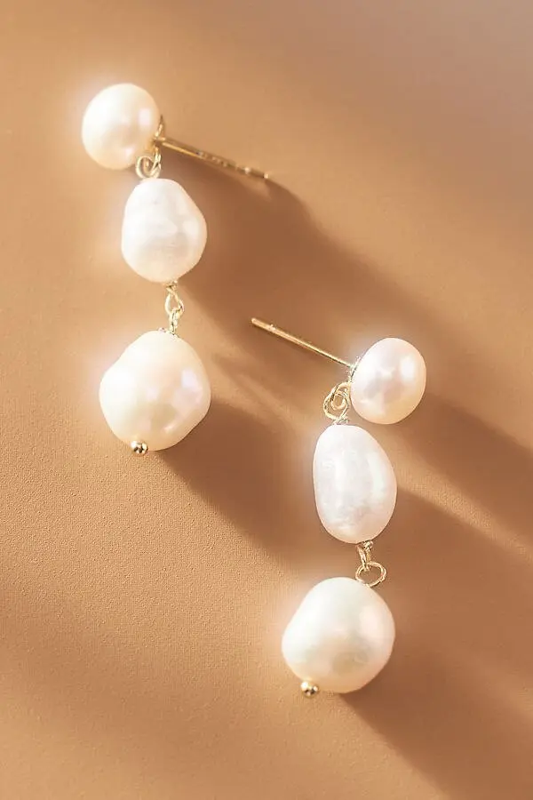 BY ADINA EDEN Baroque Drop Earrings - Pearl
