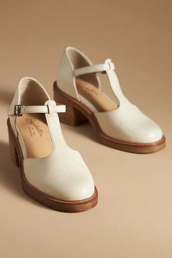 Seychelles Soulmate T-bar Heels - Cream Leather