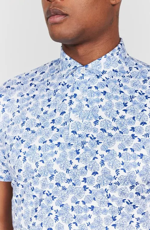 REDVANLY Fordune Floral Performance Golf Polo - Limoges