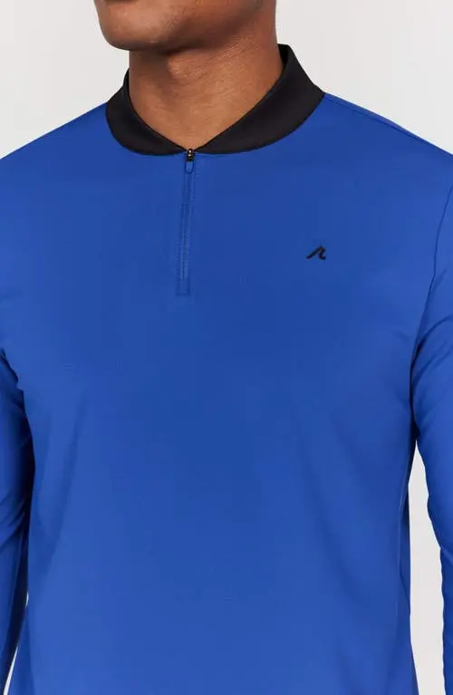 REDVANLY Briar Contrast Collar Quarter Zip Pullover - Limoges
