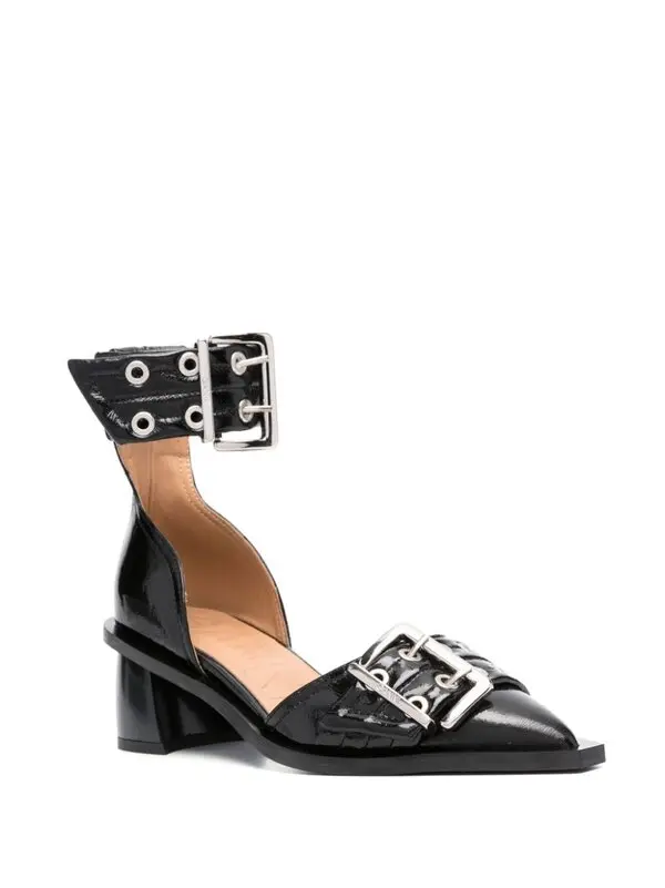 GANNI 50mm Buckle-detail Pumps - Black