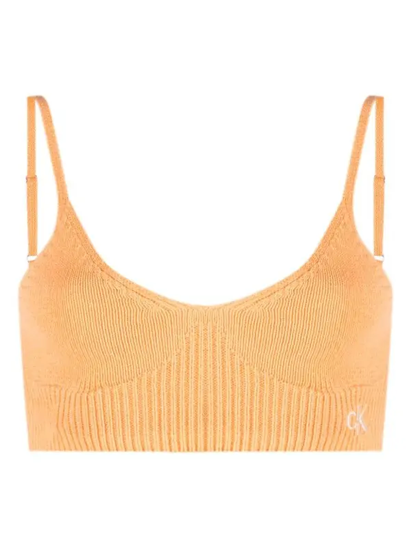 Calvin Klein Logo-embroidery Knitted Bralette