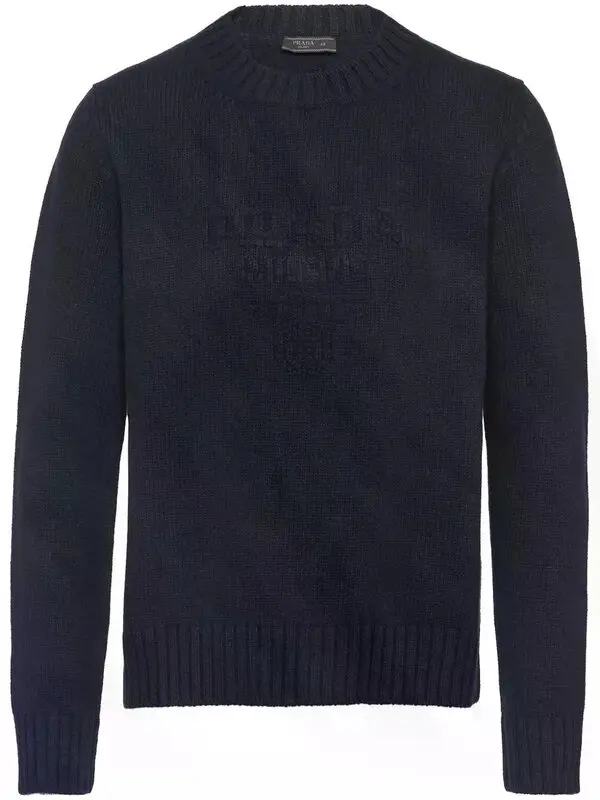 Prada Logo-embroidered Jumper - Blue