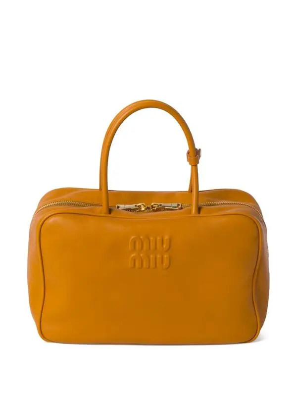 Miu Miu Logo-embossed Leather Top Handle Bag