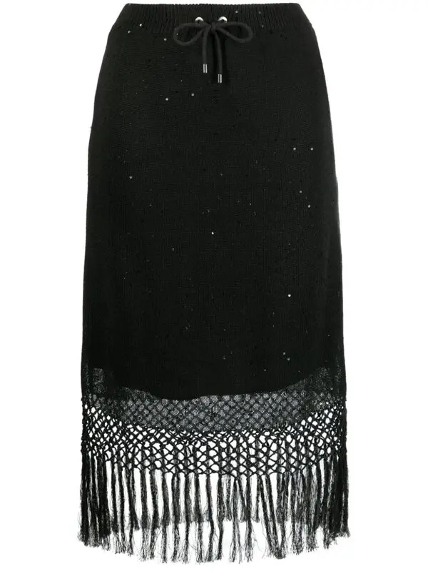 Brunello Cucinelli Fringed Edge Midi Skirt