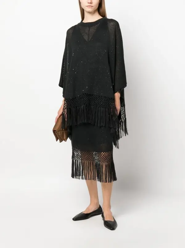 Brunello Cucinelli Fringed Edge Midi Skirt