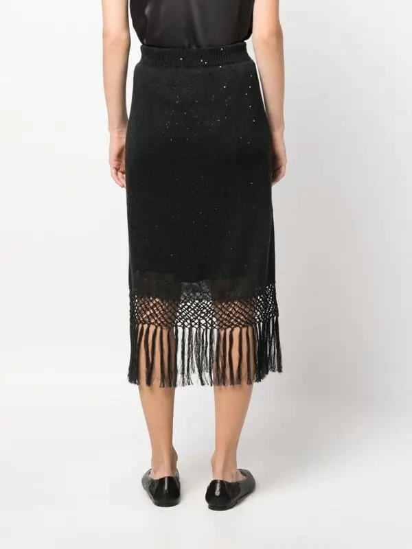 Brunello Cucinelli Fringed Edge Midi Skirt