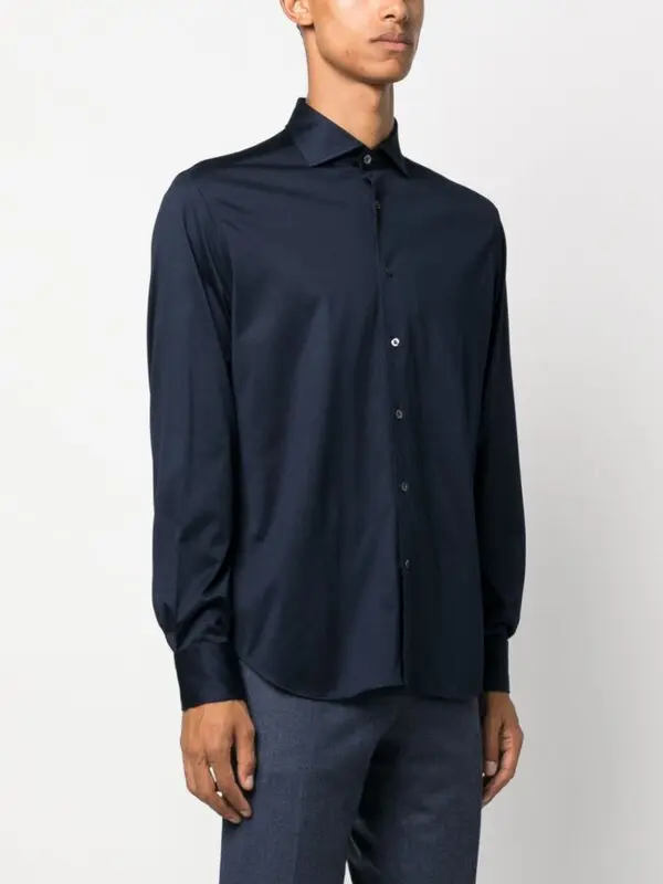 Corneliani Classic-collar Cotton Shirt - Blue