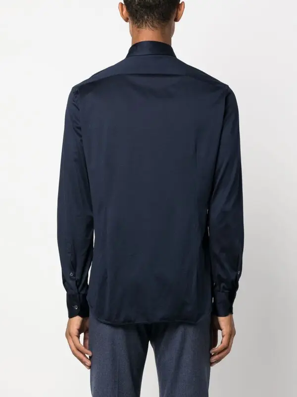 Corneliani Classic-collar Cotton Shirt - Blue