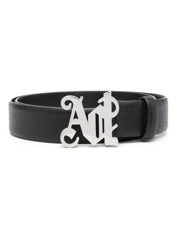 Palm Angels Pa Monogram Leather Belt - Black