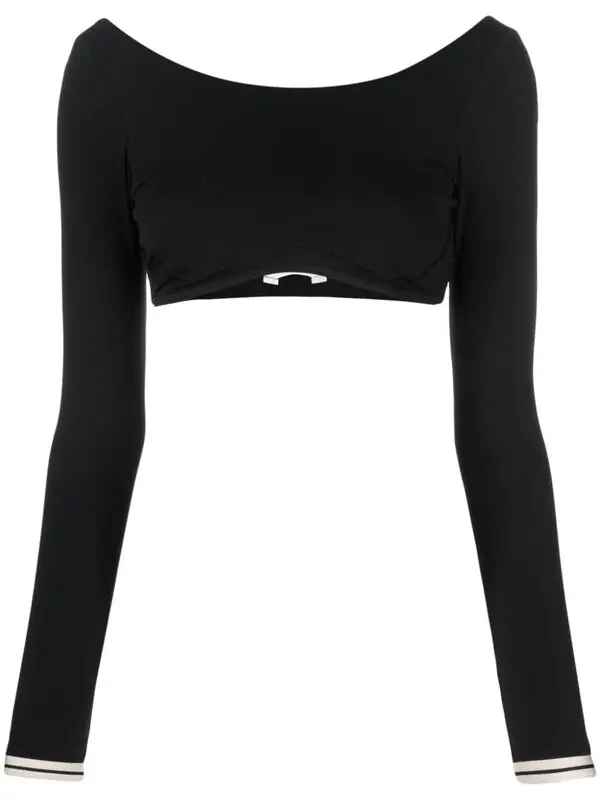 Palm Angels Long-sleeve Crop Top - Black
