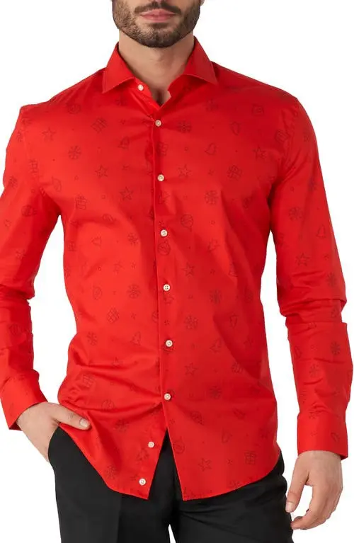 Opposuits Christmas Icons Stretch Button-up Shirt - Red