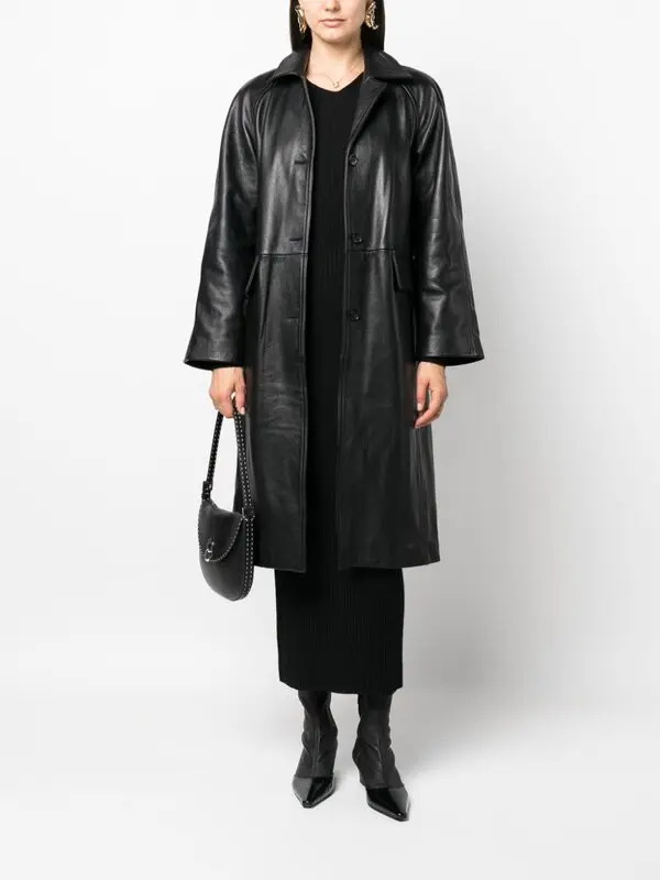 TOTEME Raglan-sleeves Leather Coat - Black