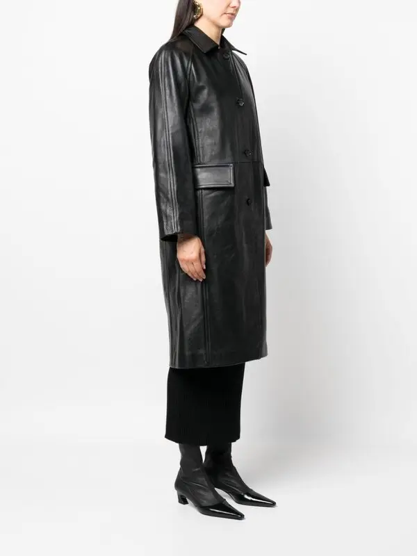 TOTEME Raglan-sleeves Leather Coat - Black