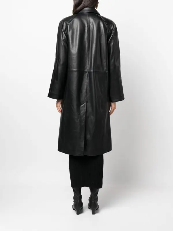 TOTEME Raglan-sleeves Leather Coat - Black