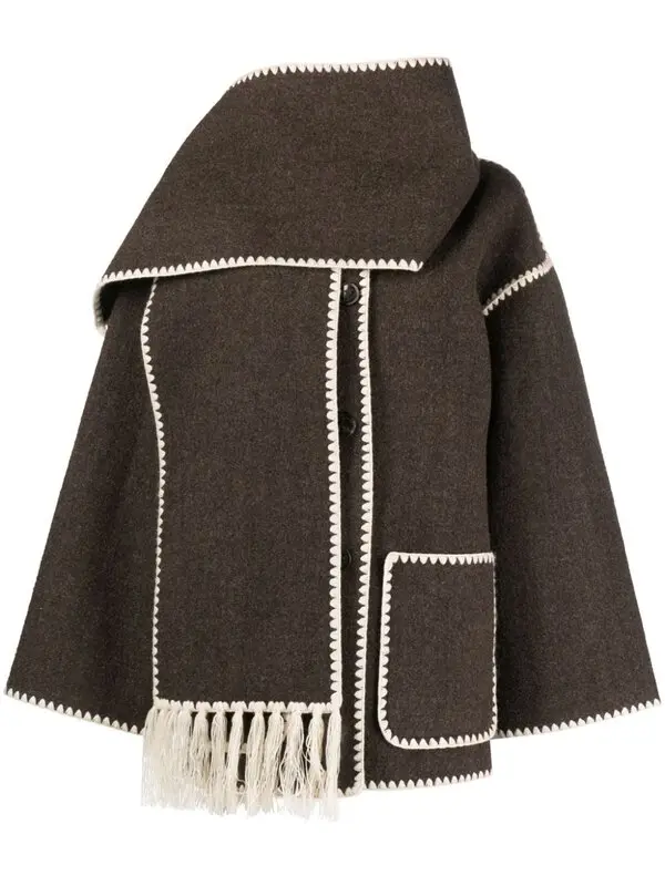 TOTEME Embroidered Scarf Jacket - Brown
