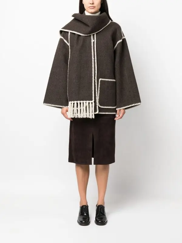 TOTEME Embroidered Scarf Jacket - Brown