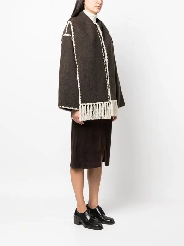 TOTEME Embroidered Scarf Jacket - Brown
