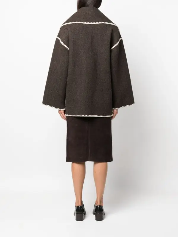 TOTEME Embroidered Scarf Jacket - Brown