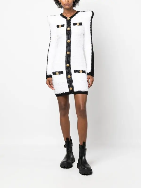 Balmain Contrasting Trim Bouclé Minidress