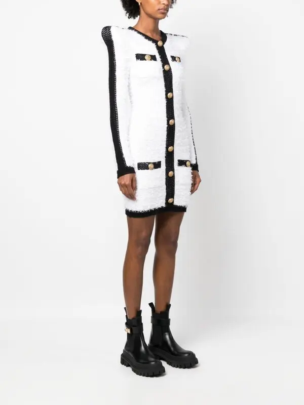 Balmain Contrasting Trim Bouclé Minidress