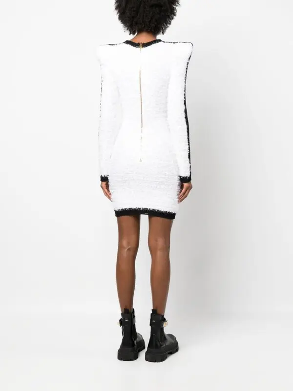 Balmain Contrasting Trim Bouclé Minidress