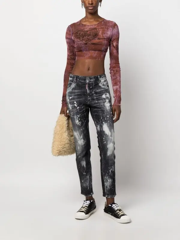 Dsquared2 Paint Splatter-effect Cropped Jeans