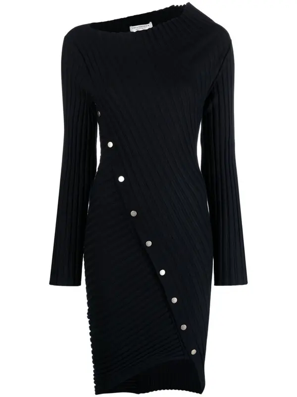 Philosophy Di Lorenzo Serafini Asymmetric Ribbed Knit Minidress - Blue
