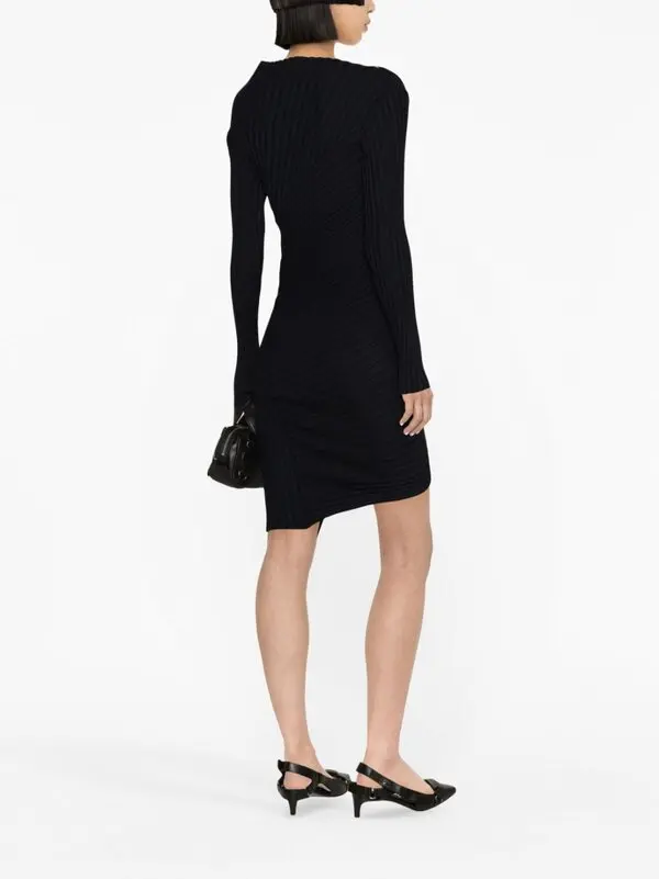 Philosophy Di Lorenzo Serafini Asymmetric Ribbed Knit Minidress - Blue