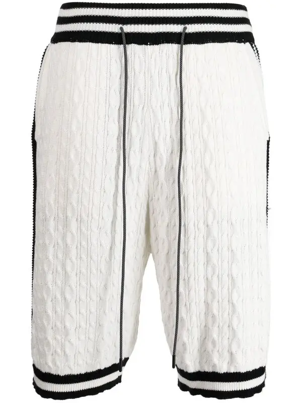 MOSTLY HEARD RARELY SEEN Cable-knit Striped Track Shorts - White