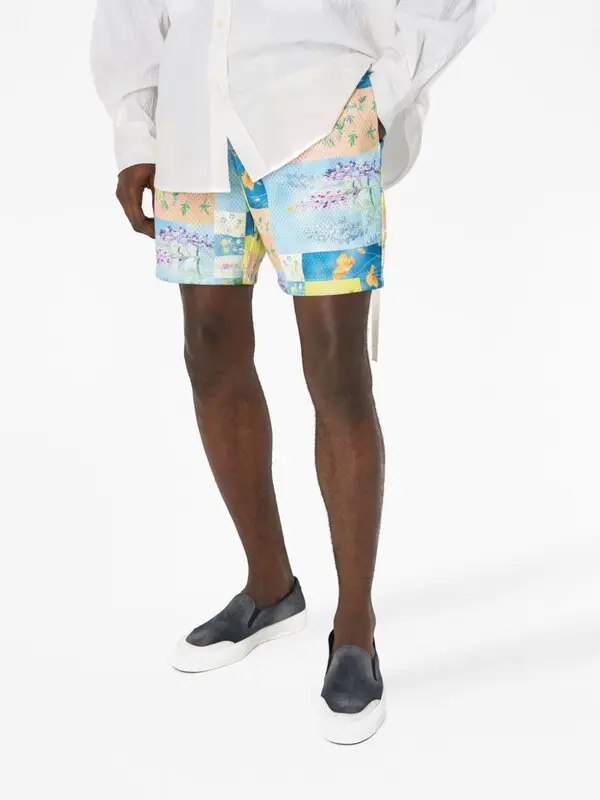 John Elliott Grid-print Shorts