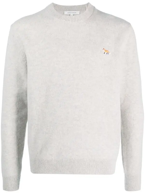 Maison Kitsuné Fox-patch Wool Jumper - Grey