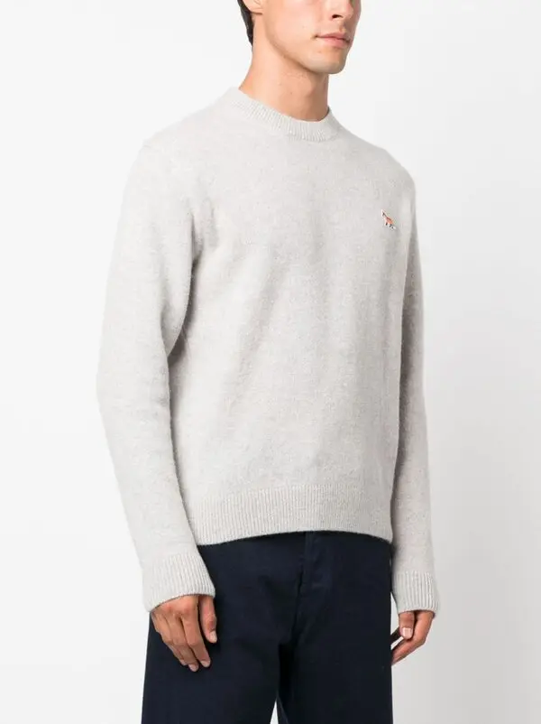 Maison Kitsuné Fox-patch Wool Jumper - Grey