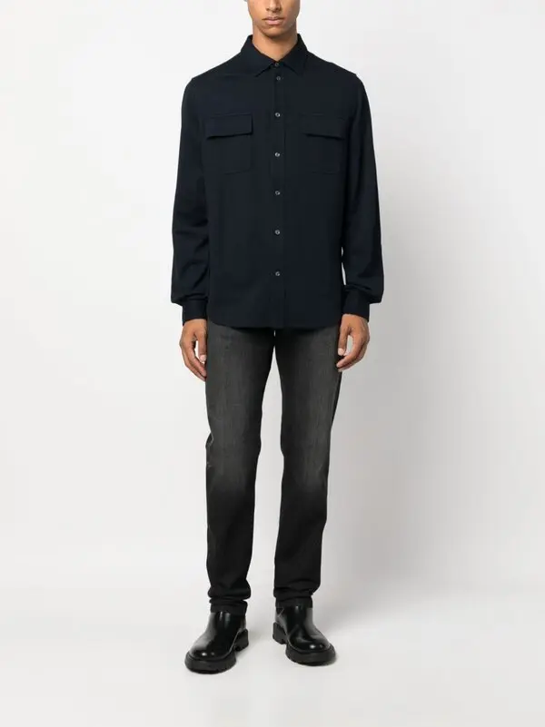 Kiton Logo-embroidered Stretch-cotton Shirt - Blue